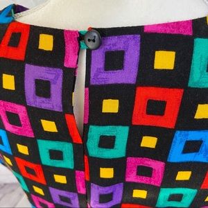 Vintage | Tops | Vintage Bright Squares Shirt Sleeve Shoulder Pads ...